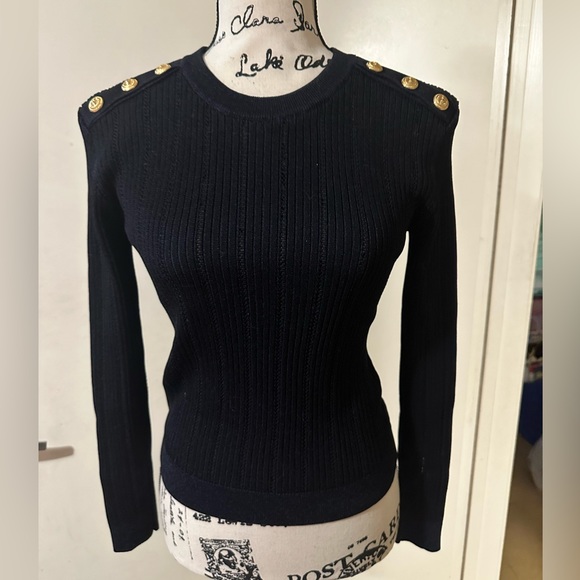 Balmain | Tops | Balmain Knit Blouse With 3 Gold Buttons Bnwt | Poshmark